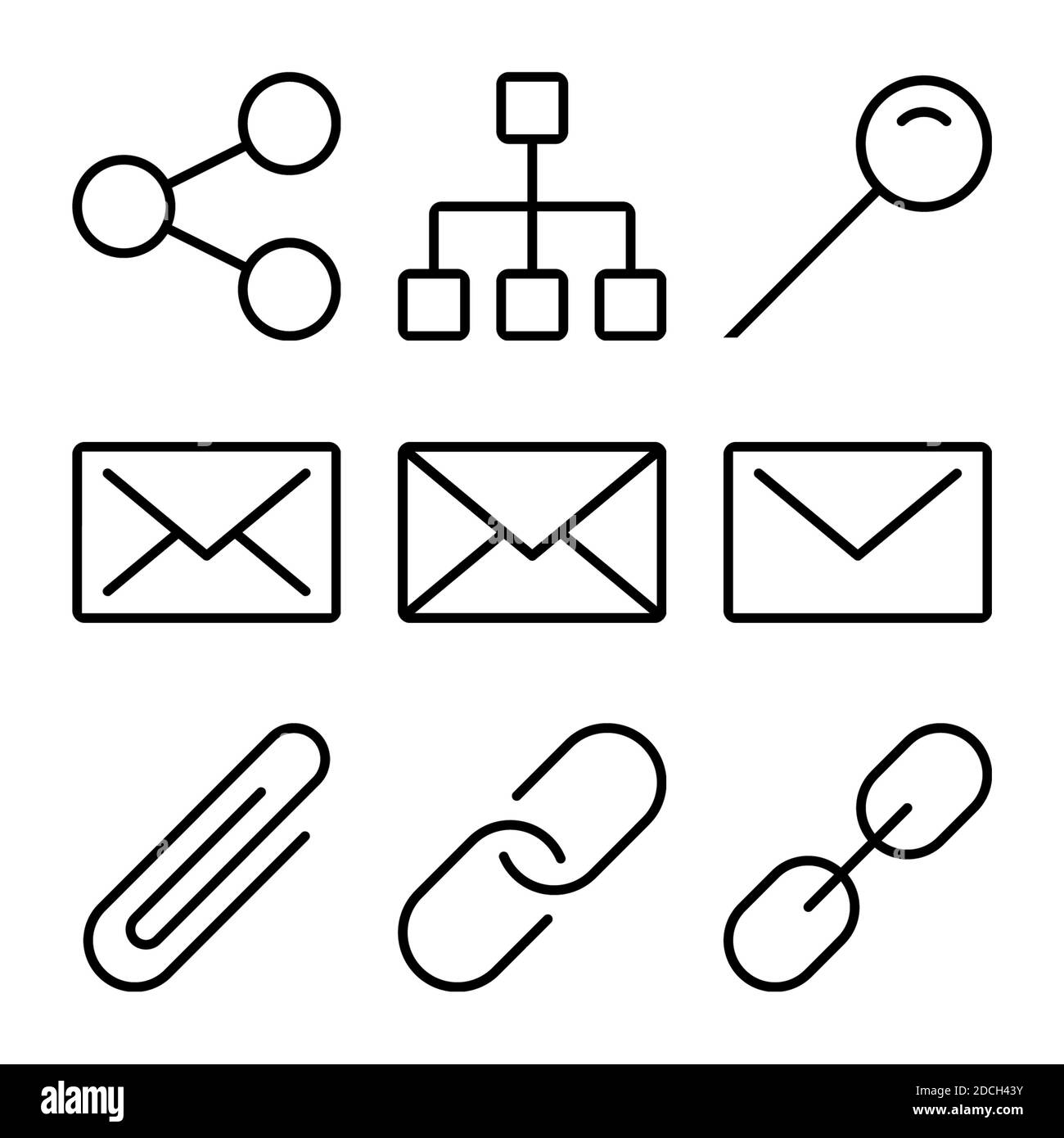 Line Icons - Symbols Pin Email Envelope share Stock Photo - Alamy