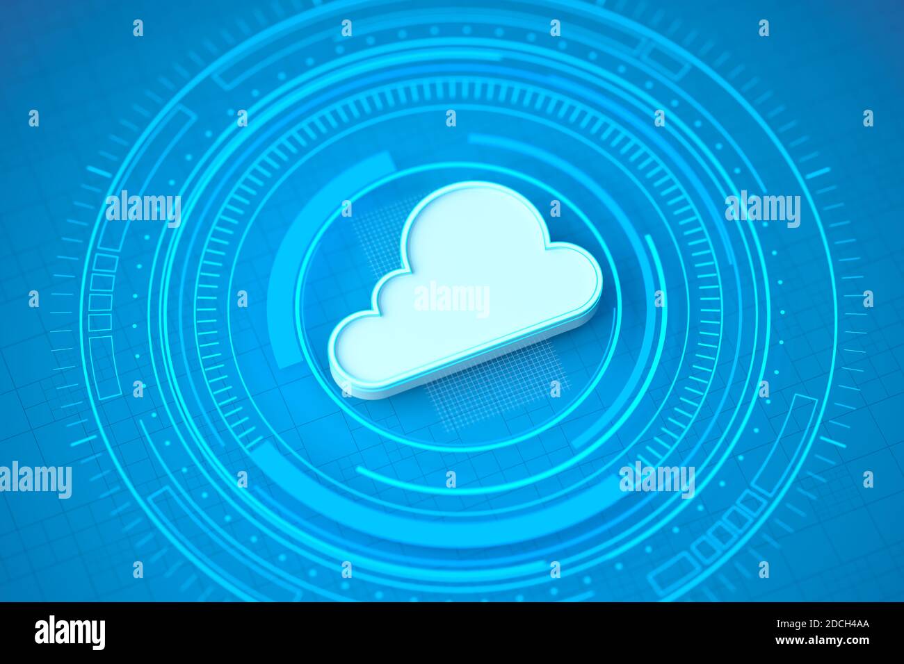 Cloud computing with HUD element, 3d rendering. Computer digital drawing Stock Photo - Alamy