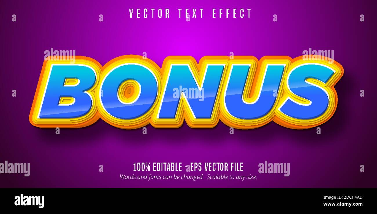 Bonus text, cartoon style editable text effect Stock Vector Image & Art ...