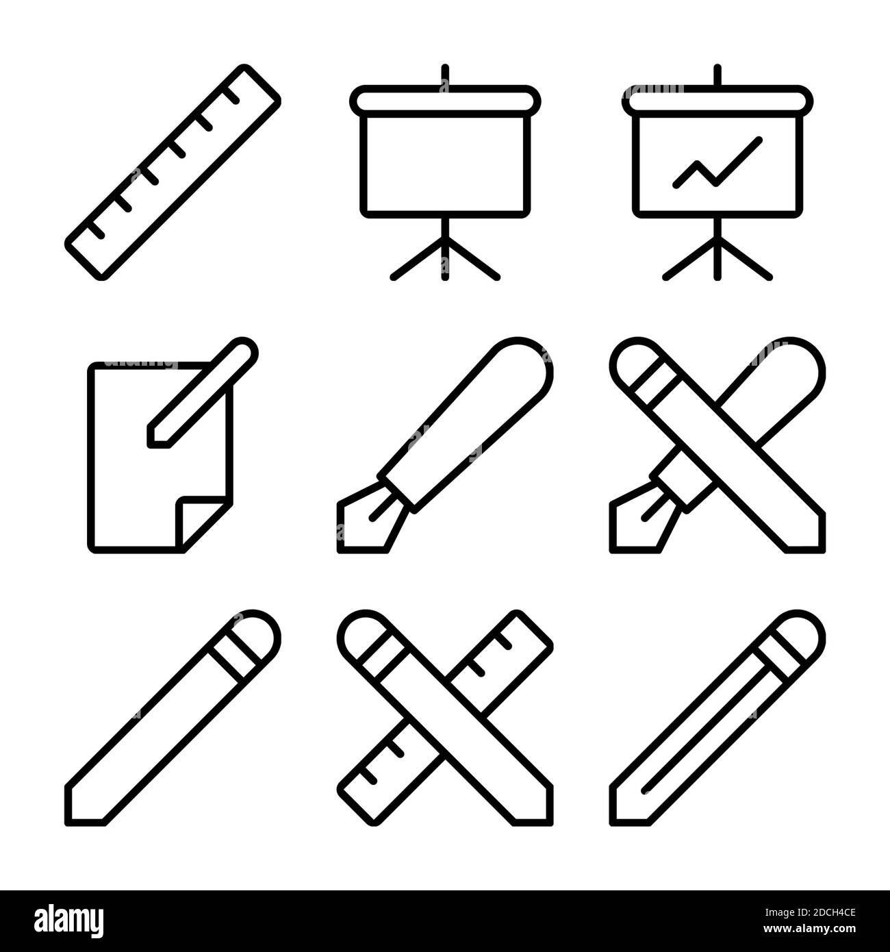 Education icons line symbols Cut Out Stock Images & Pictures - Alamy
