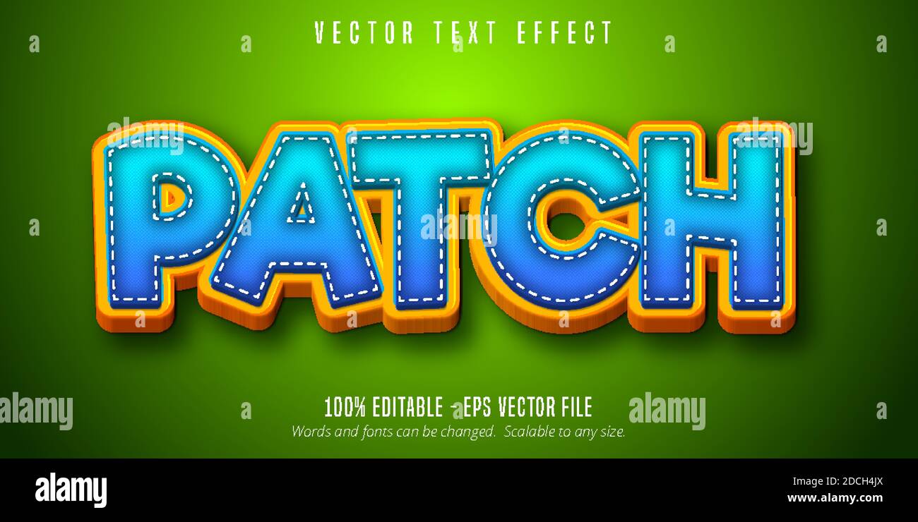 Patch text, cartoon style editable text effect Stock Vector Image & Art ...