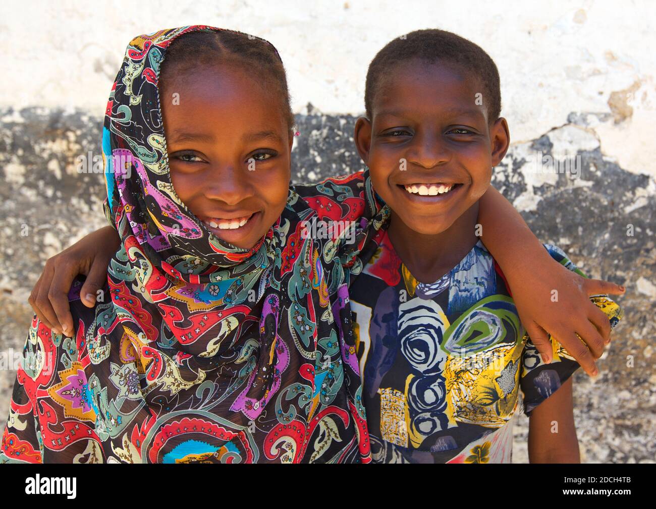 Portrait of smiling swahili children in the street, Lamu County, Lamu ...