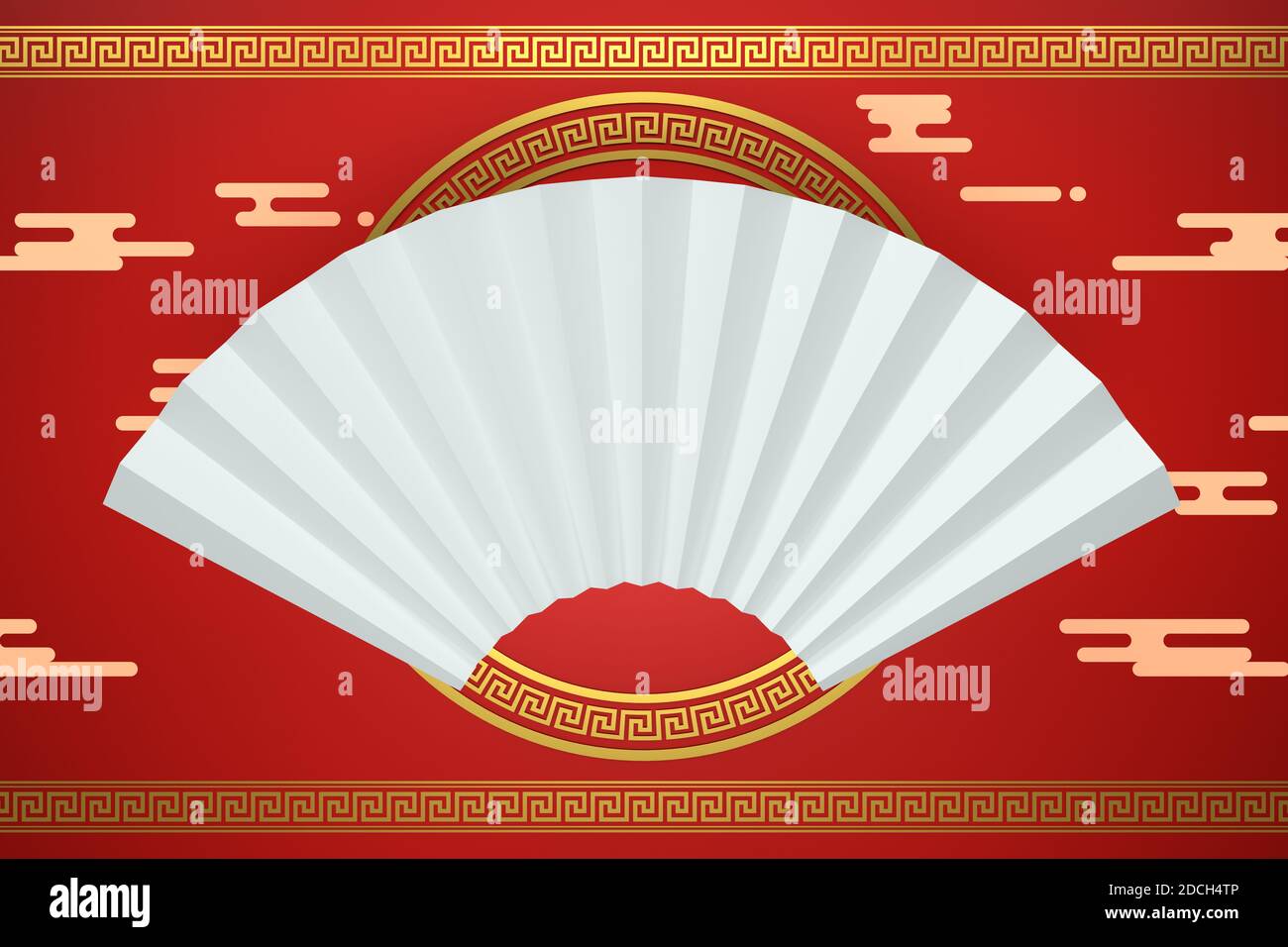 Chinese fan with traditional celebration decoration, 3d rendering ...