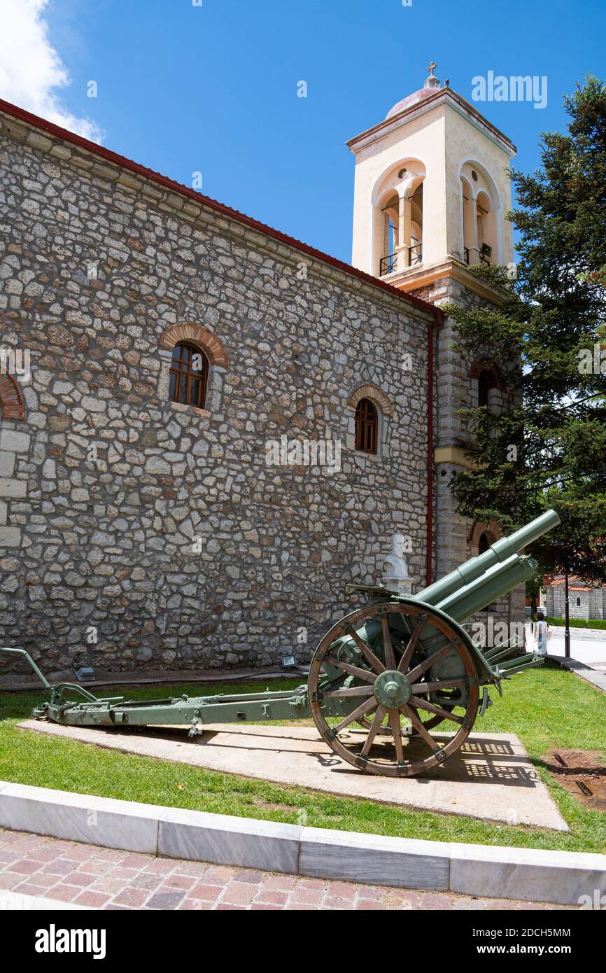 Old cannon outside of Church of Assumption of Theotokos at the central ...