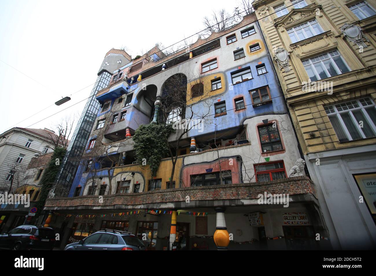 Vienna,Austria , February 5 2019: The Hundertwasser House in Vienna is ...