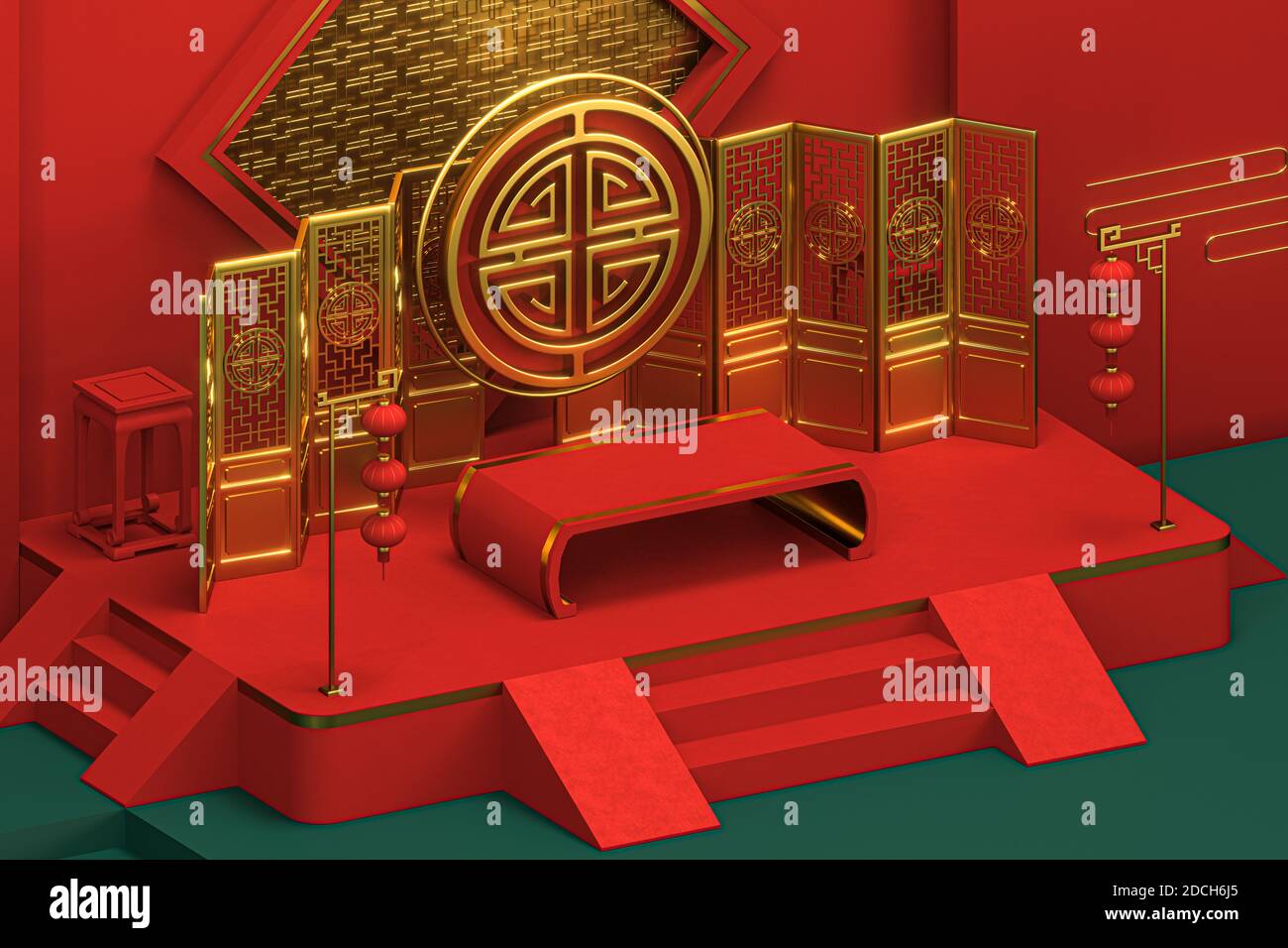 Chinese decorative background, prosperity elements, 3d rendering ...