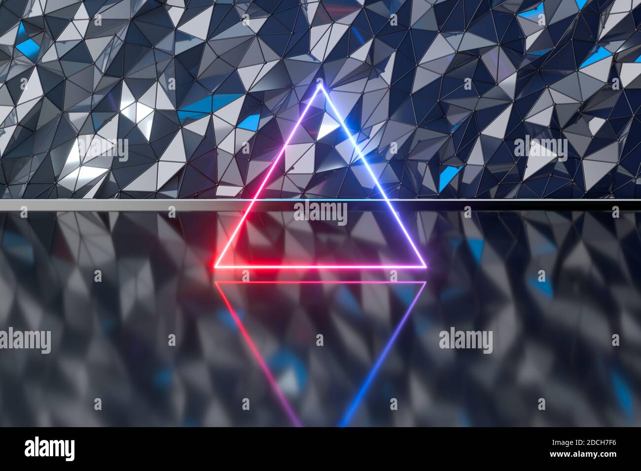 Neon lines with metal background, 3d rendering. Computer digital ...