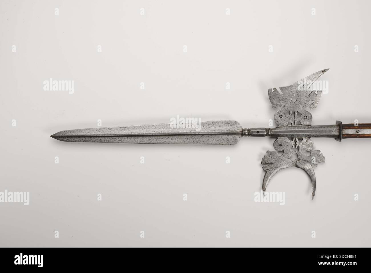 halberd, Anonymous, 17th century, wood, copper, iron, Halbered forged ...