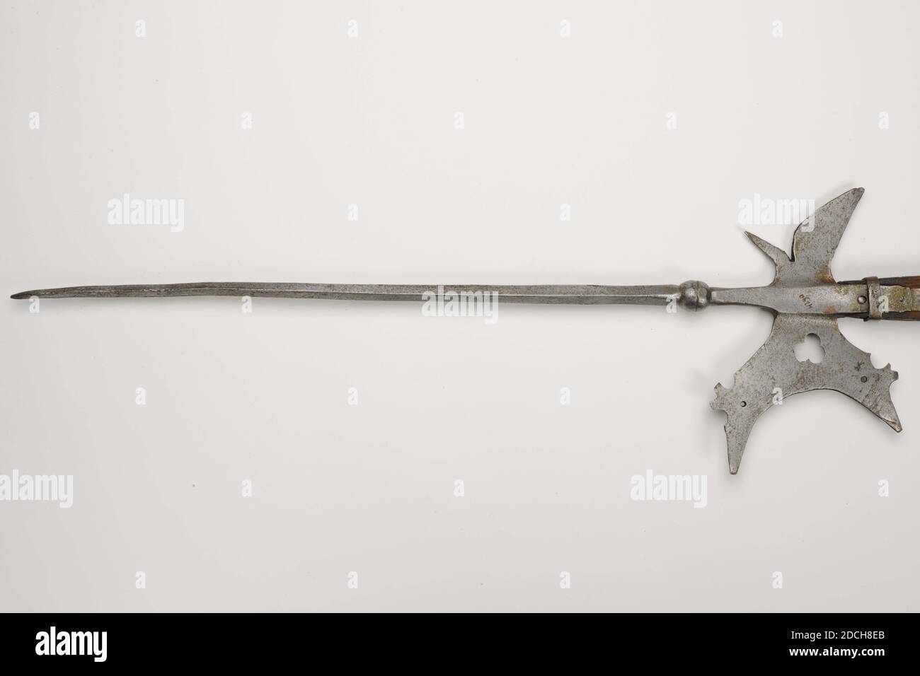 halberd, Anonymous, 17th century, wood, copper, iron, Halbered forged ...