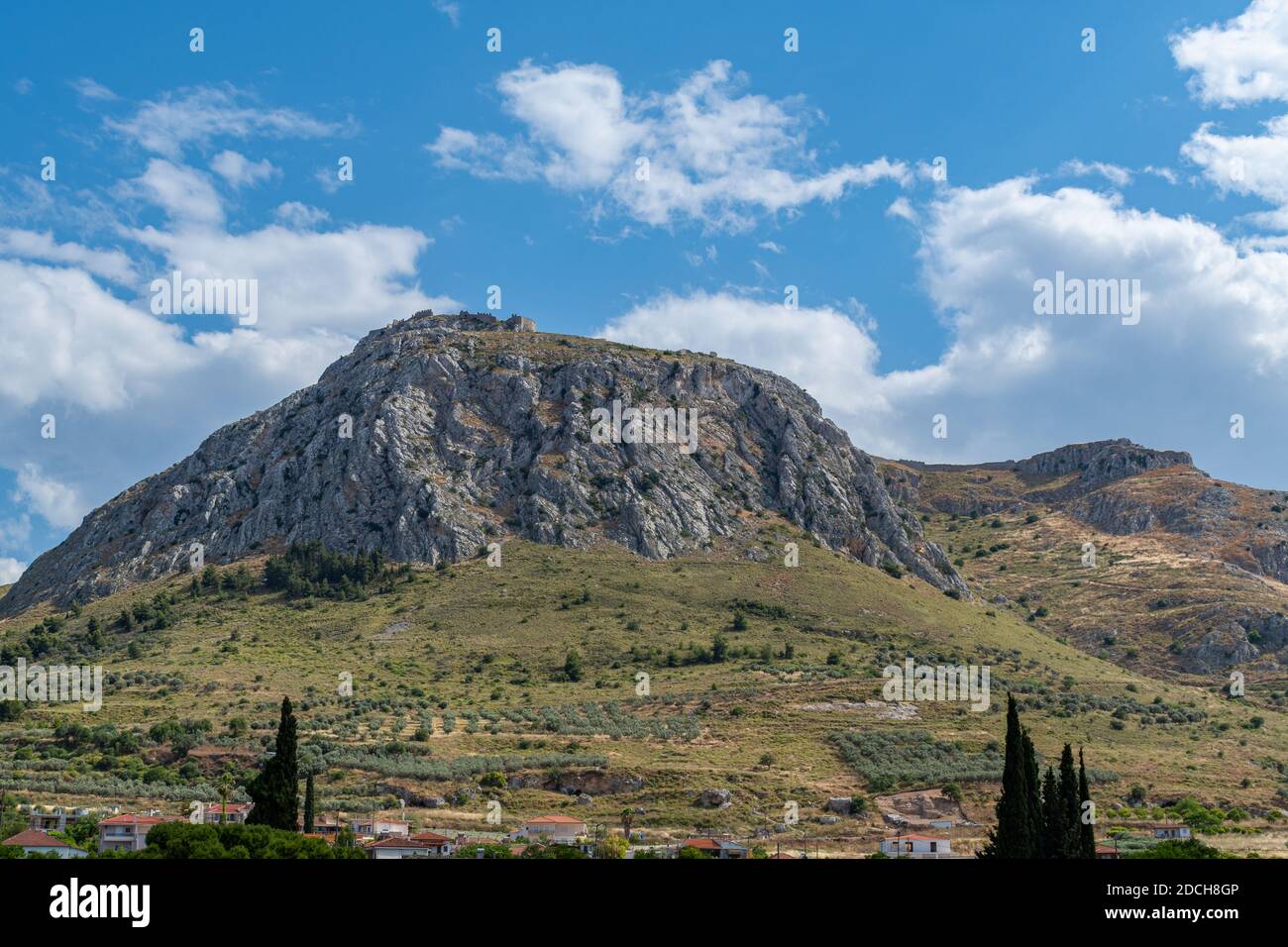 The Acrocorinth castle at Ancient Corinth Stock Photo - Alamy