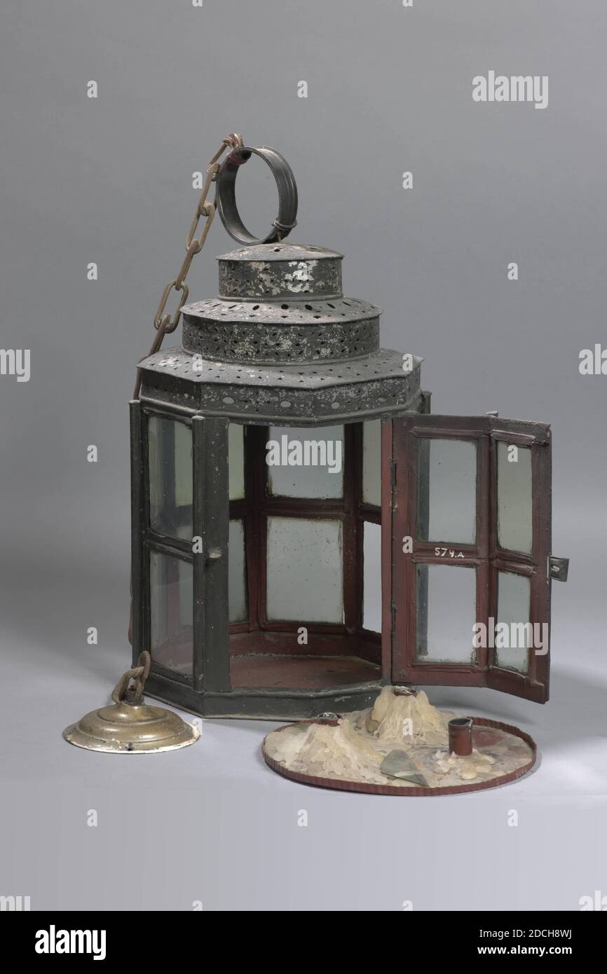 lantern, Anonymous, 17th century, iron, glass, painted, Octagonal ...