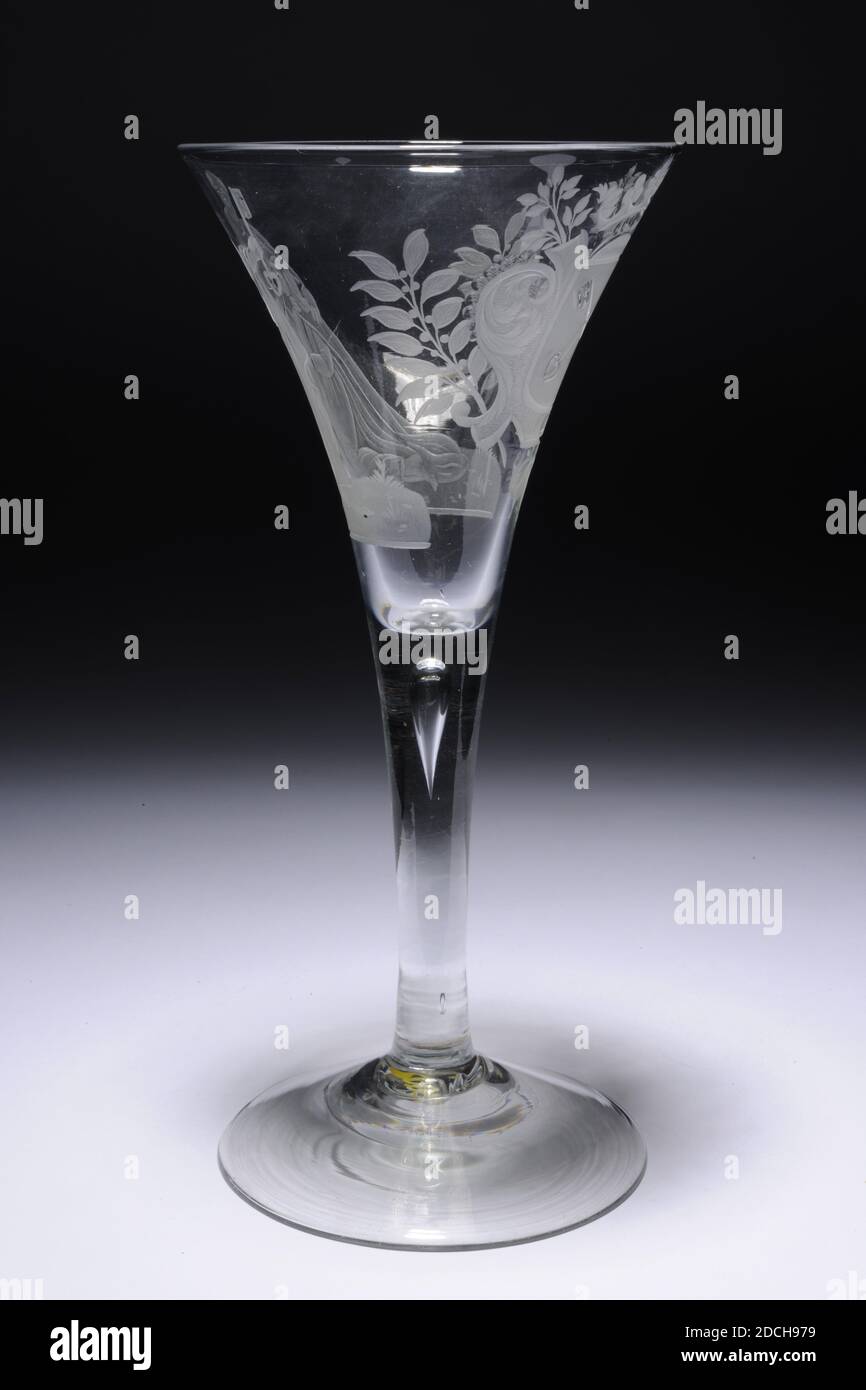 chalice, glass: 18th century, engraving: second quarter of 19th century ...