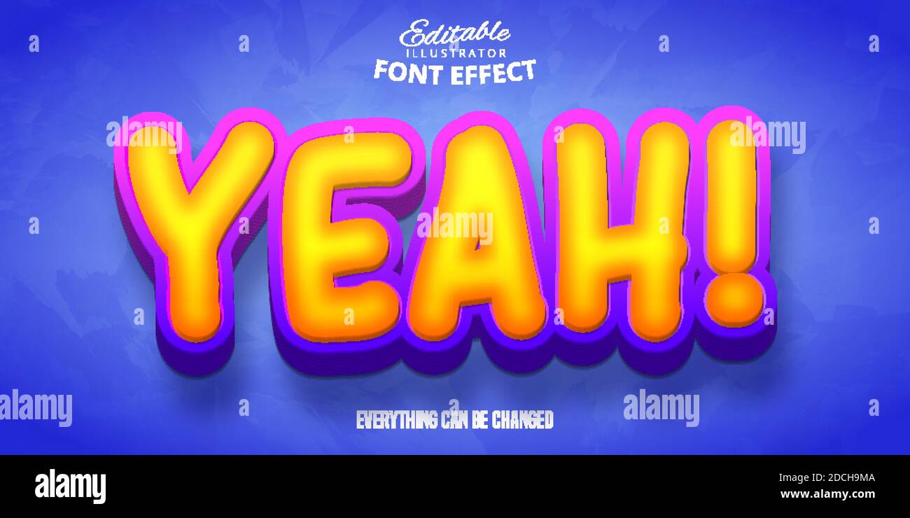 Yeah! text, 3d editable font effect Stock Vector Image & Art - Alamy