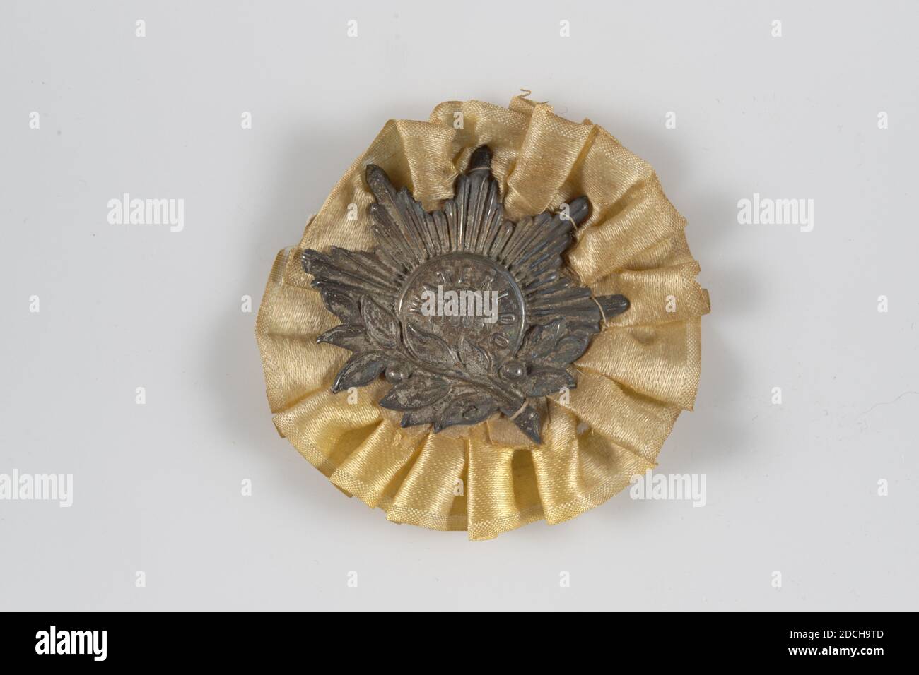 cockade, Anonymous, 1865, silver, cardboard, silk, satin, General: 5 x ...