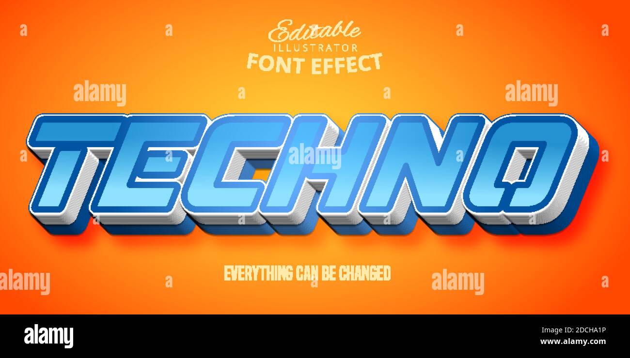 Techno text, 3d editable font effect Stock Vector Image & Art - Alamy