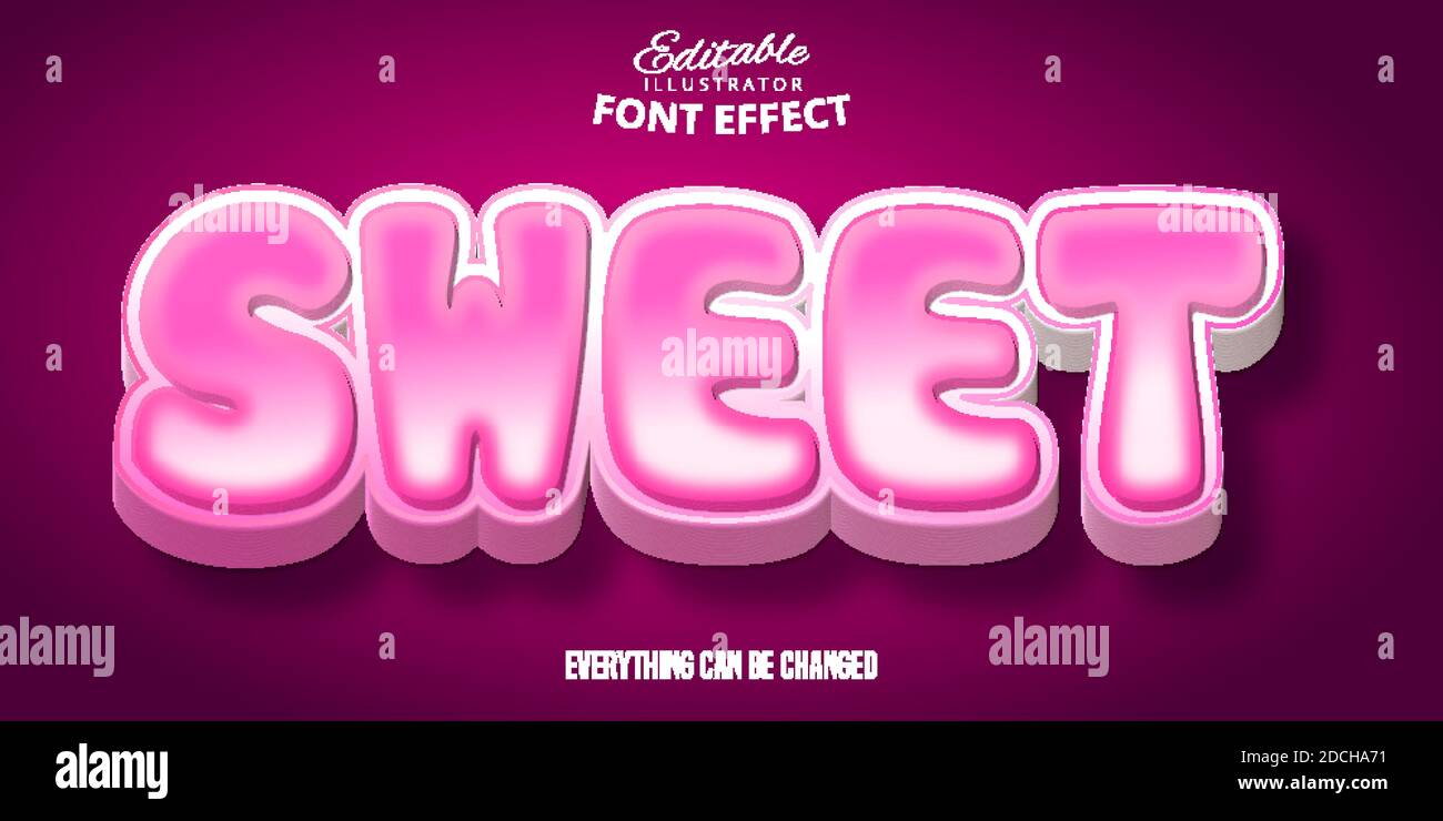 Sweet text, 3d editable font effect Stock Vector Image & Art - Alamy