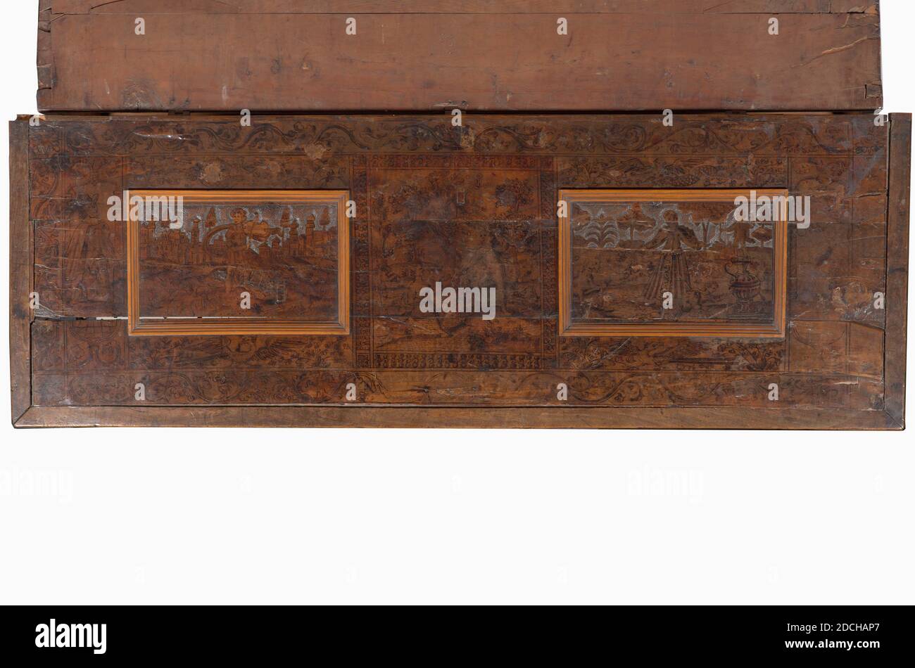 chest, Anonymous, 1590, djati wood, satinwood, burnt-in, General: 57 × ...