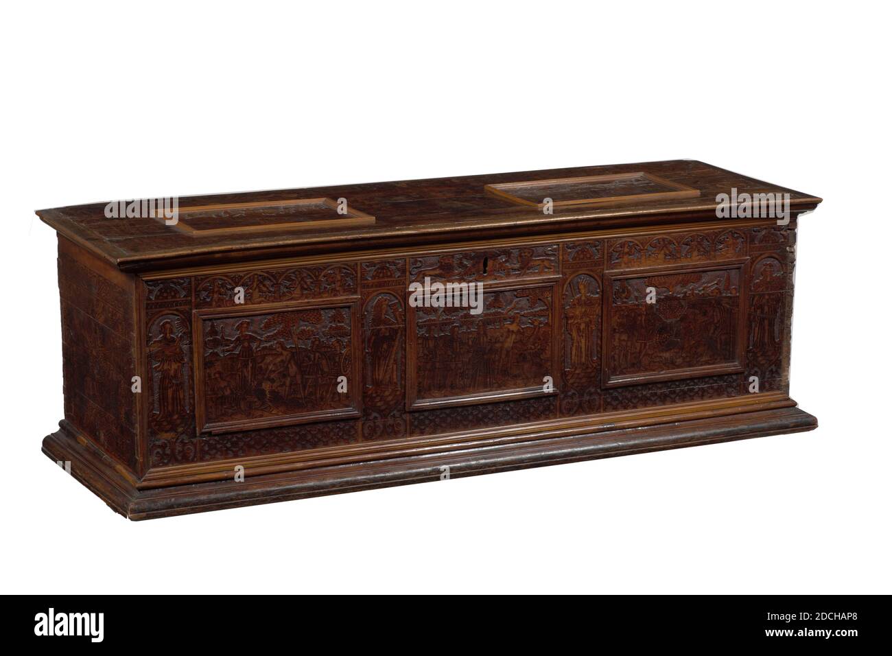chest, Anonymous, 1590, djati wood, satinwood, burnt-in, General: 57 × ...