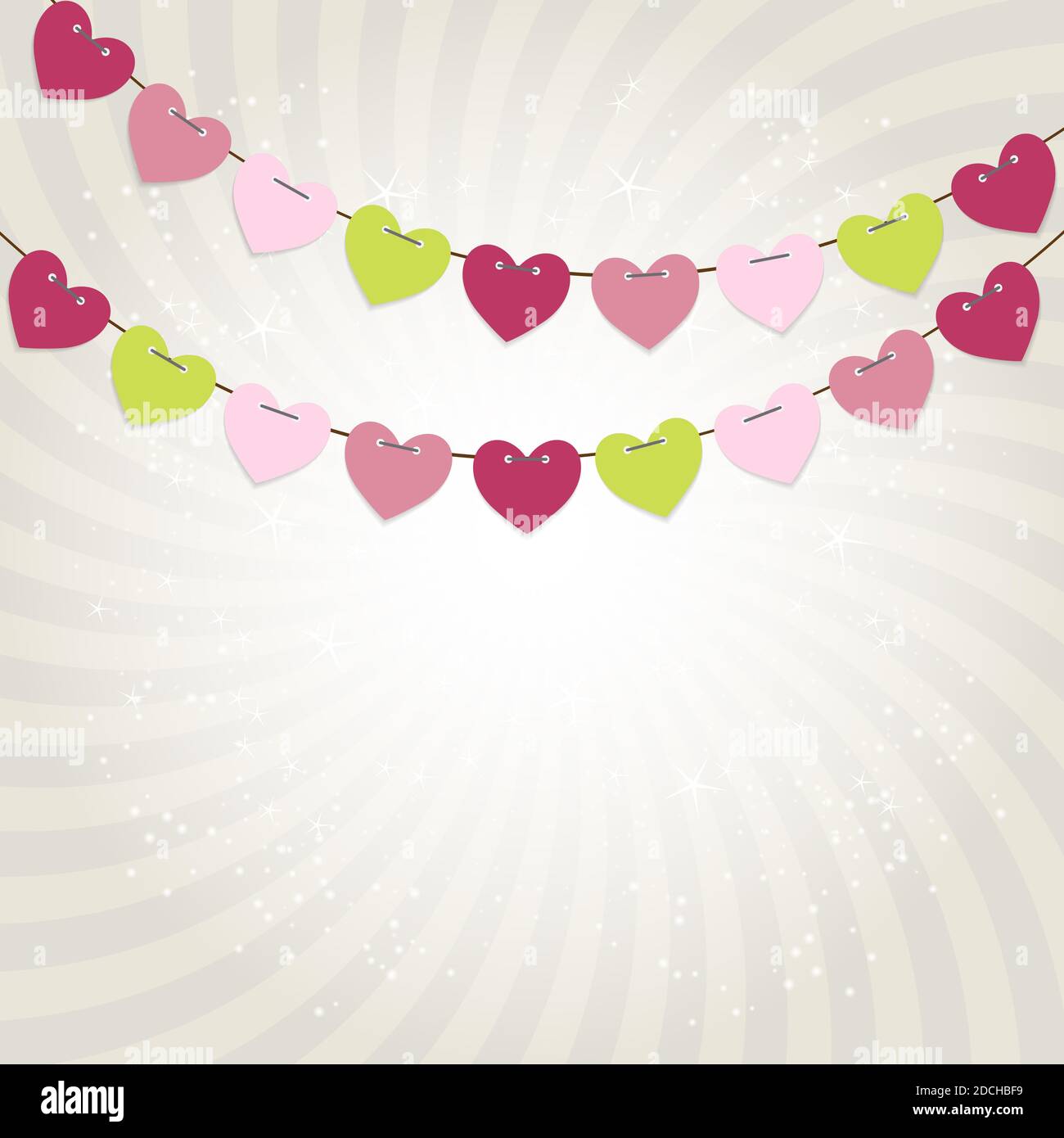Party Background with Heart Shaped Flags Illustration Stock Photo - Alamy
