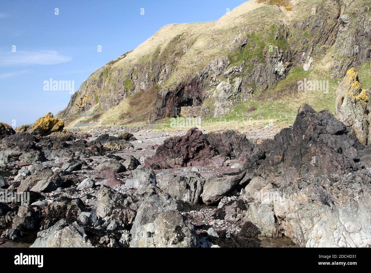 South Ayrshire, Scotland, UK Bennane The entrance to the cave where ...