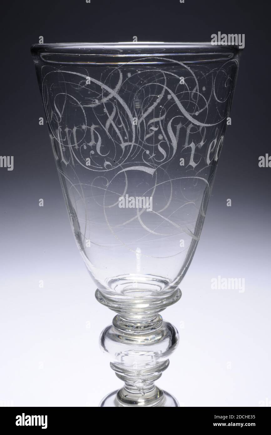 glass jar, ca. 1700, General: 30.4 x 10.1cm 304 x 101mm, glass jar made ...