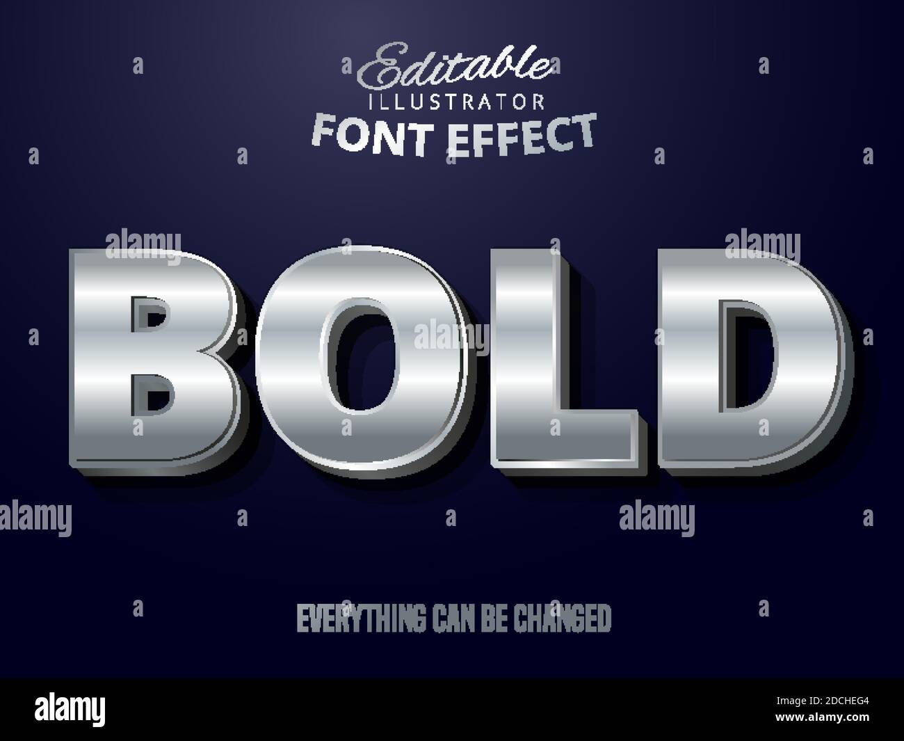 Silver text effect, shiny silver alphabet style Stock Vector Image ...