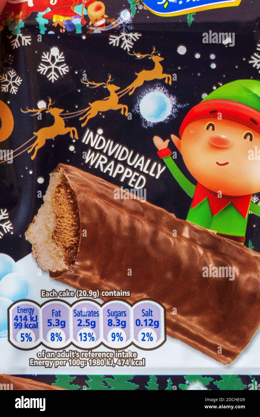 reference intake nutritional information label on pack of McVities ...