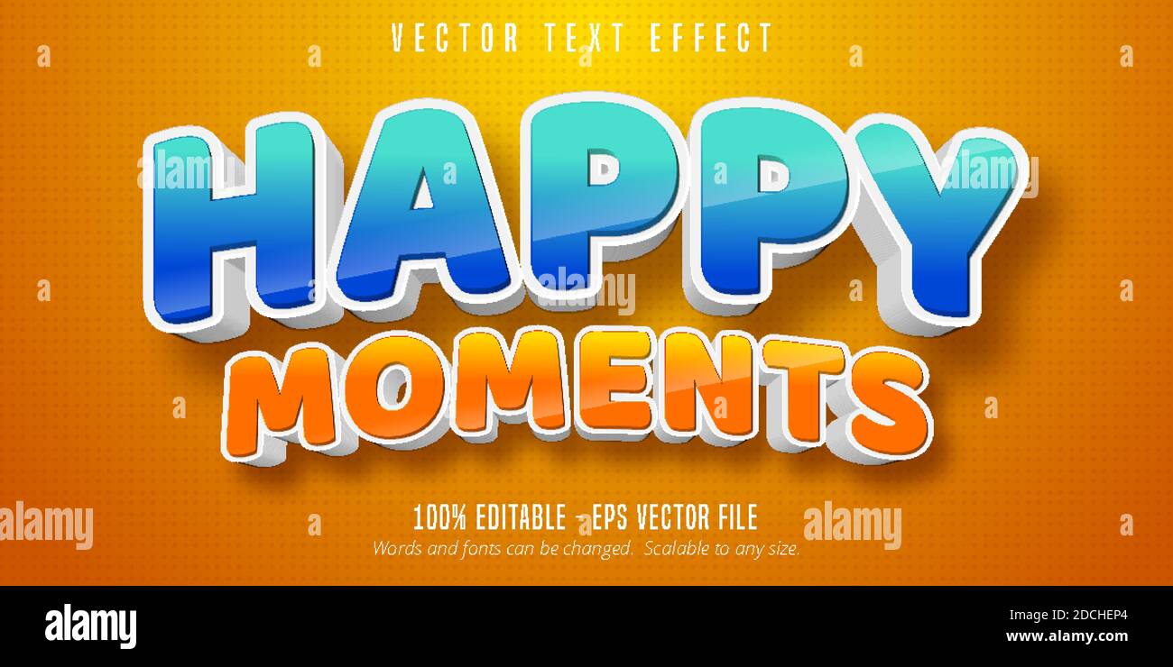 Happy moments text, 3d editable text effect Stock Vector Image & Art ...