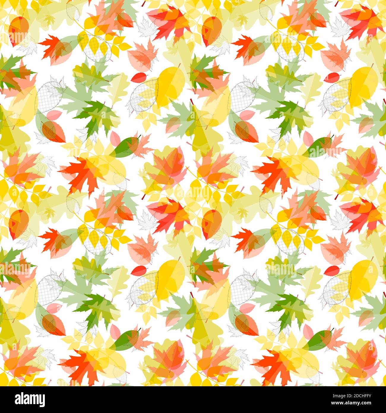 Shiny Autumn Natural Leaves Seamless Pattern Background. Illustration ...