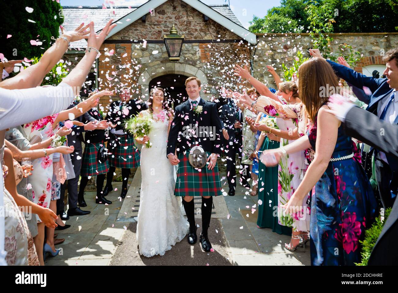 Wedding cpuple just married at Pencoed House Cardiff in South Wales ...