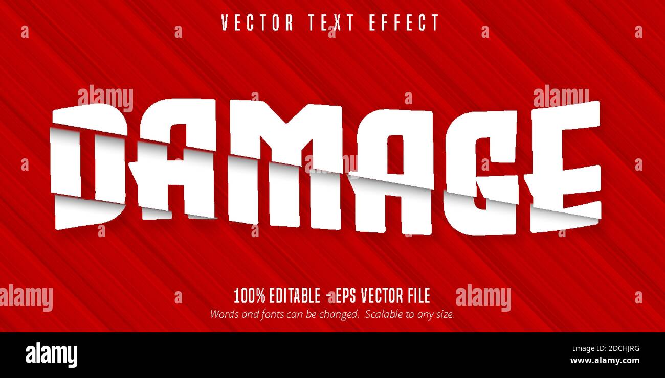 Damage text, cutout style editable text effect Stock Vector Image & Art ...
