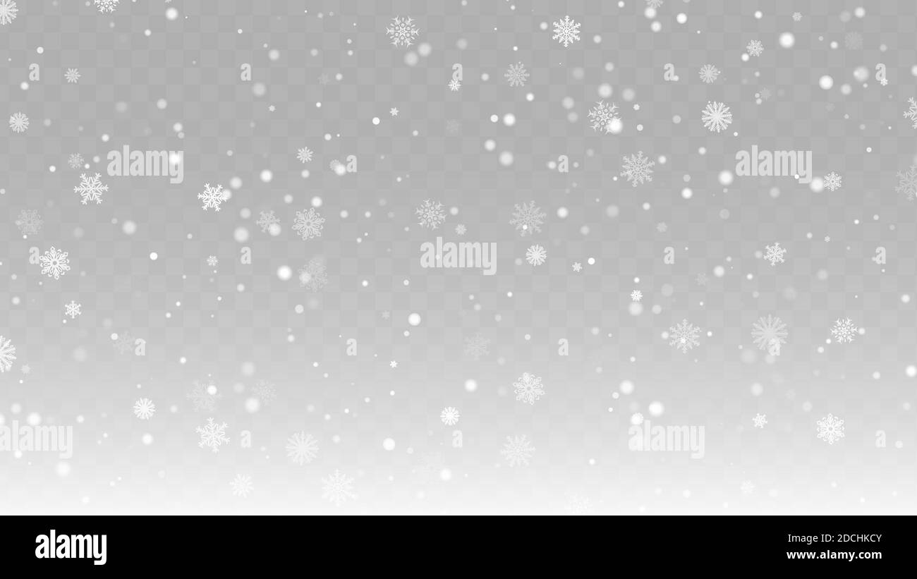 Vector heavy snowfall, snowflakes in various shapes and forms. Many ...