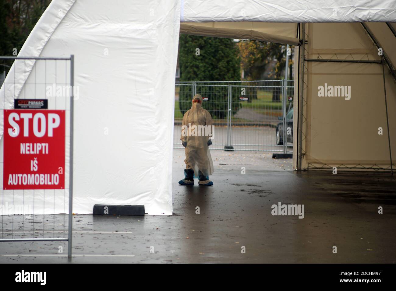 Mobile covid checkpoint, testing site. Lithuania Kedainiai Stock Photo ...