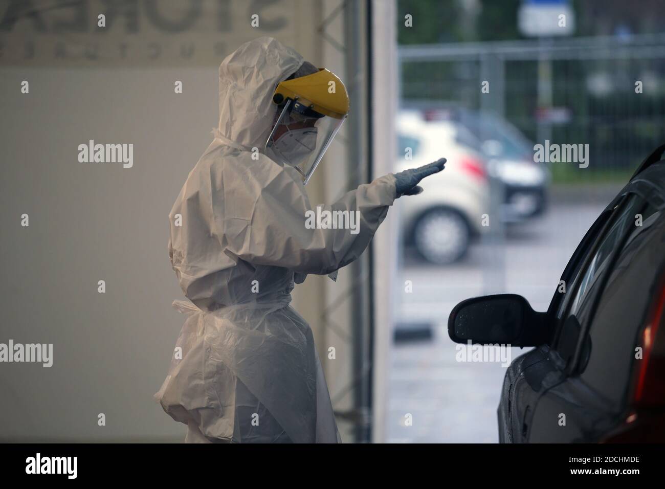 Mobile covid checkpoint, testing site. Lithuania Kedainiai Stock Photo ...