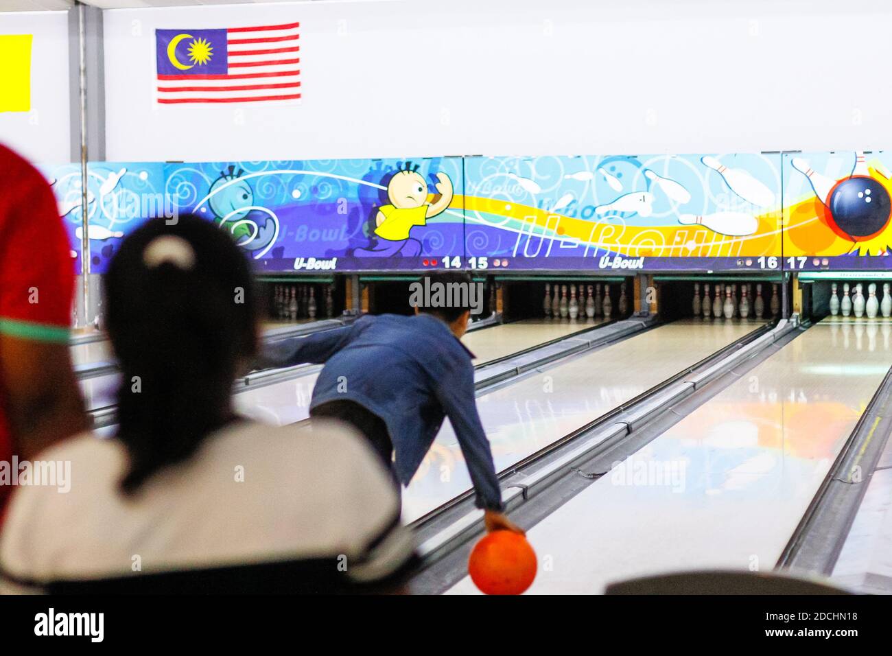 School children playing bowling Stock Photo - Alamy