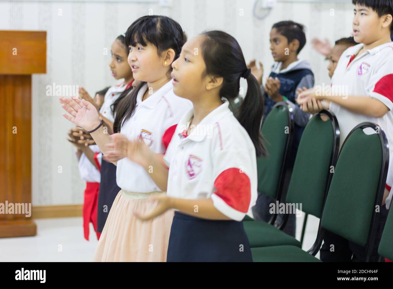 School children praying and worship before classes starts Stock Photo ...