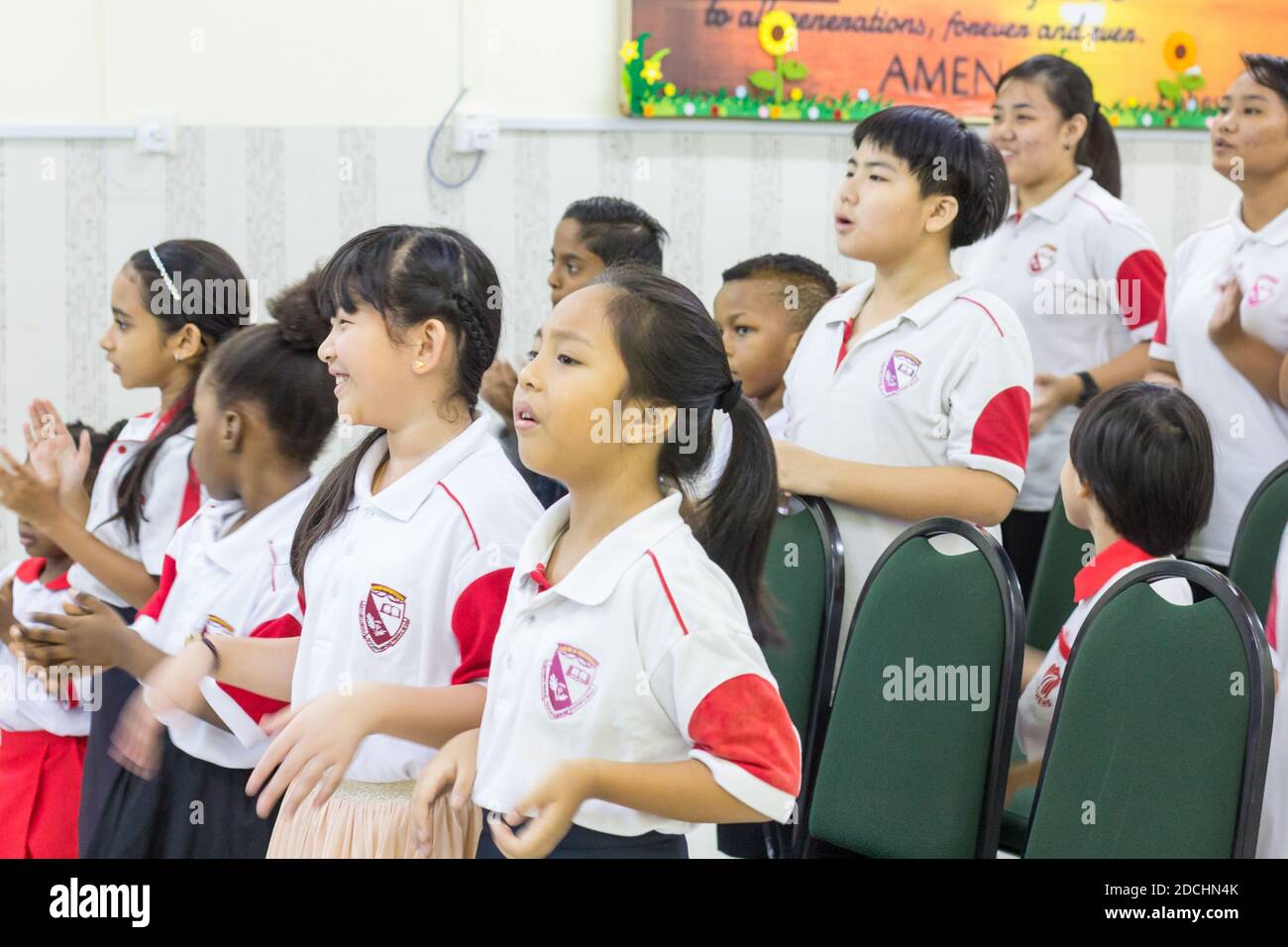 School children praying and worship before classes starts Stock Photo ...