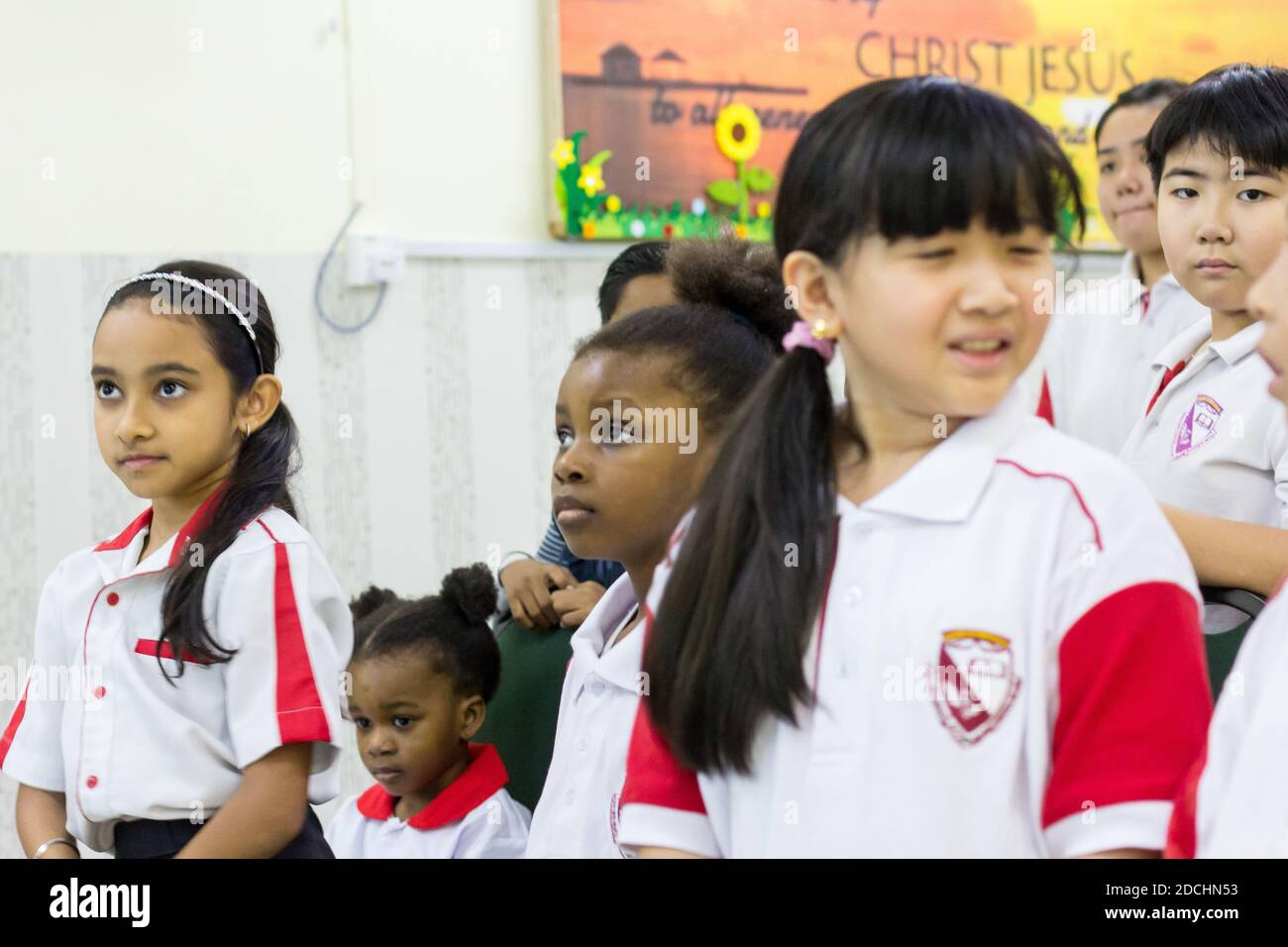 School children praying and worship before classes starts Stock Photo ...