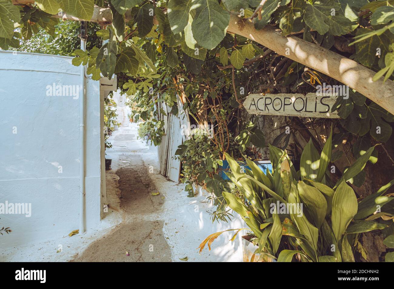 Acropolis hand drawn sign in Anafiotika alley, under Acropolis, Athens ...