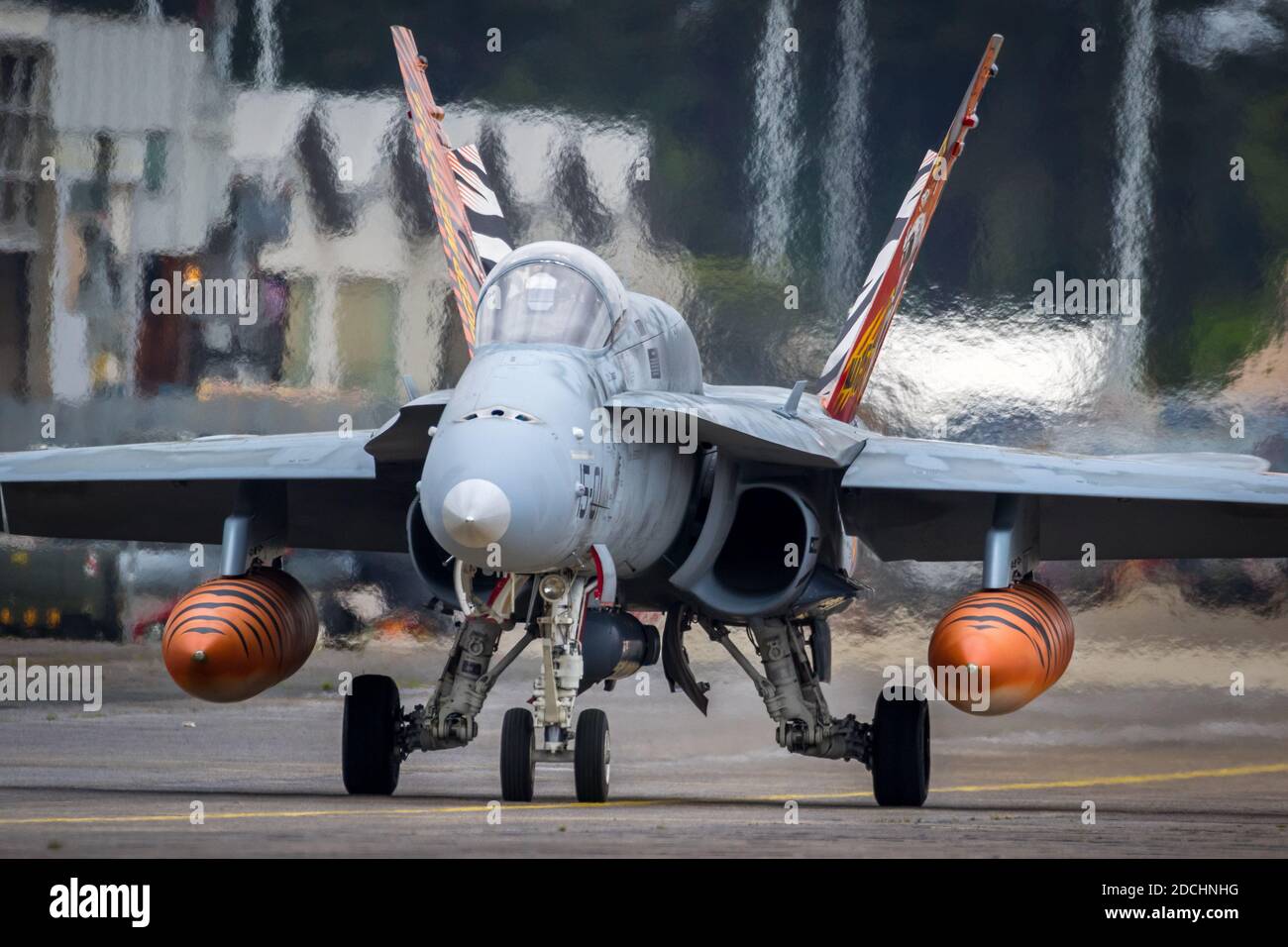 Spanish Air Force F/A-18 Hornet fighter jet taxiing to the runway at ...
