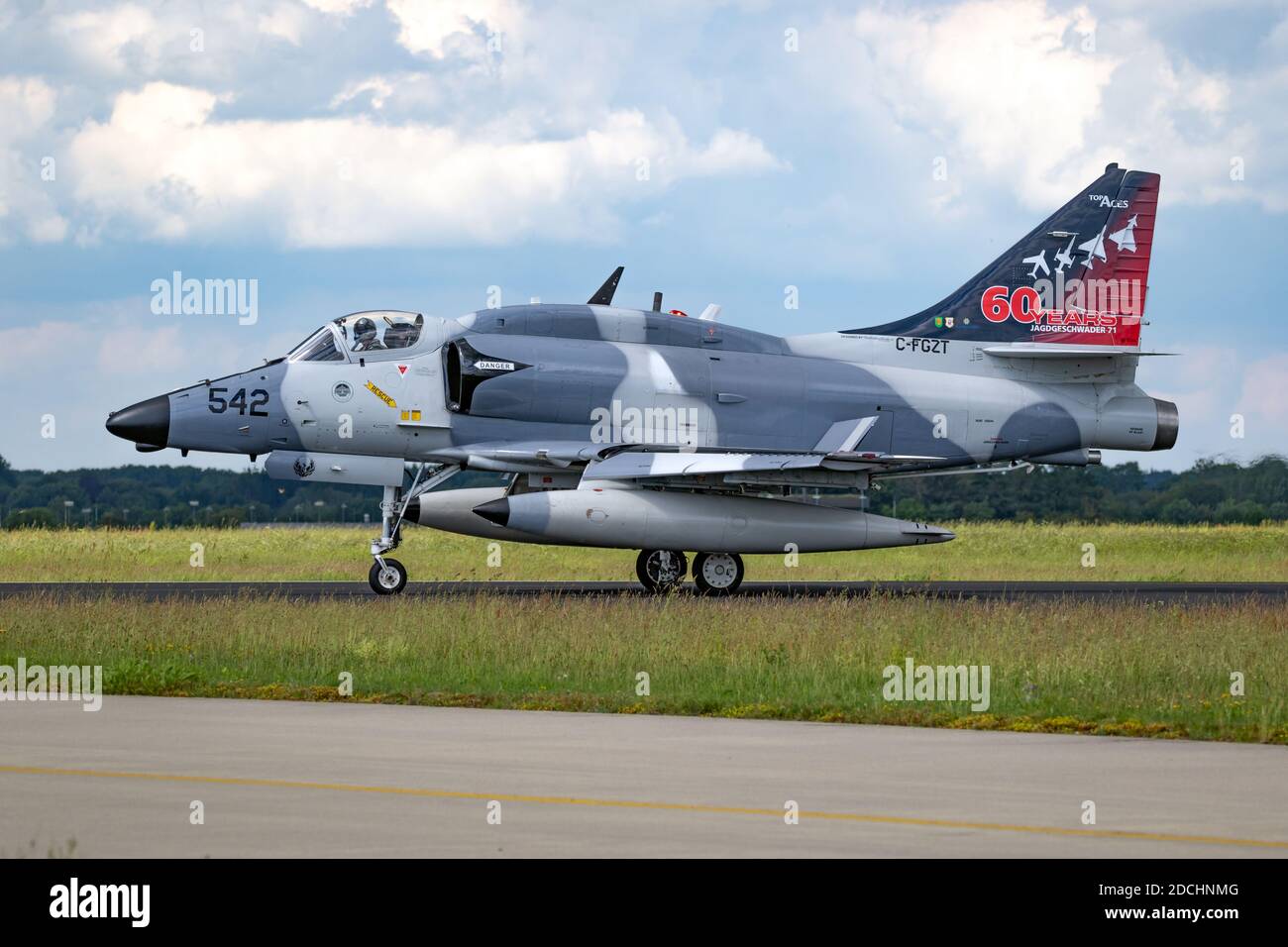 Discovery Air Defence Douglas A-4 Skyhawk fighter jet plane taxiing ...
