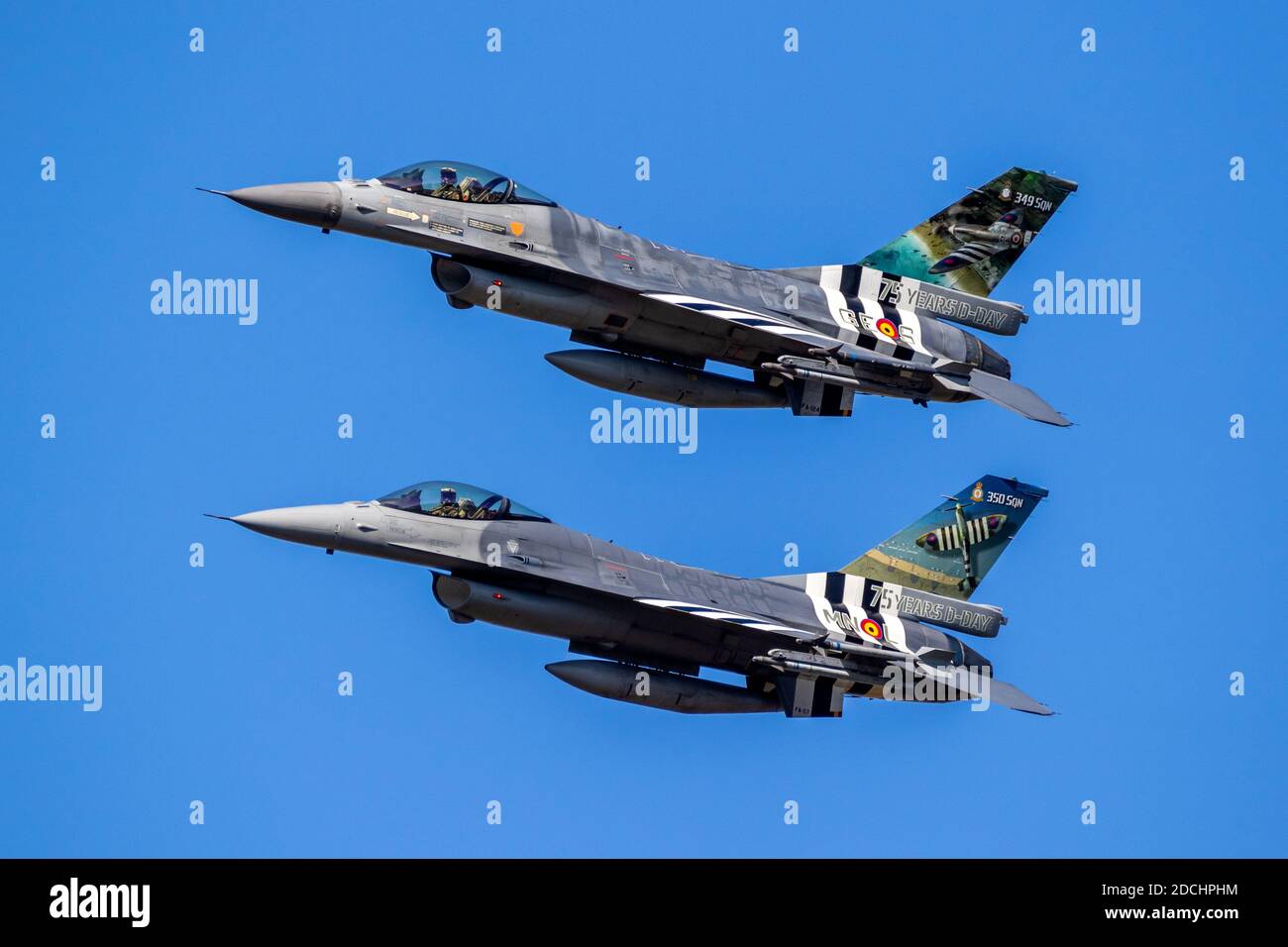 Belgian Air Force F-16 fighter jets with D-Day invasion stripes in ...