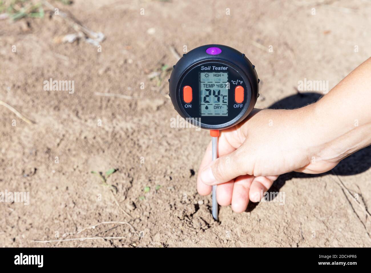 Measuring temperature, moisture content of the soil, environmental ...