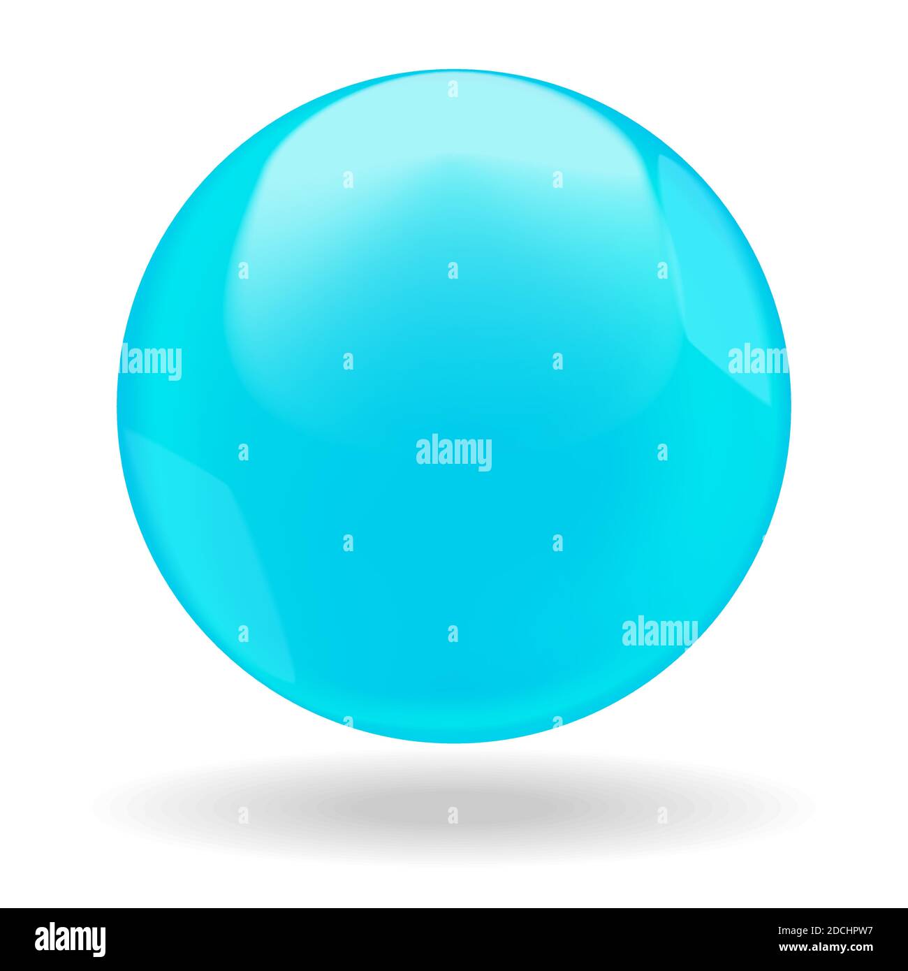 Blue shiny bubble or round drop isolated on white background. Vector ...