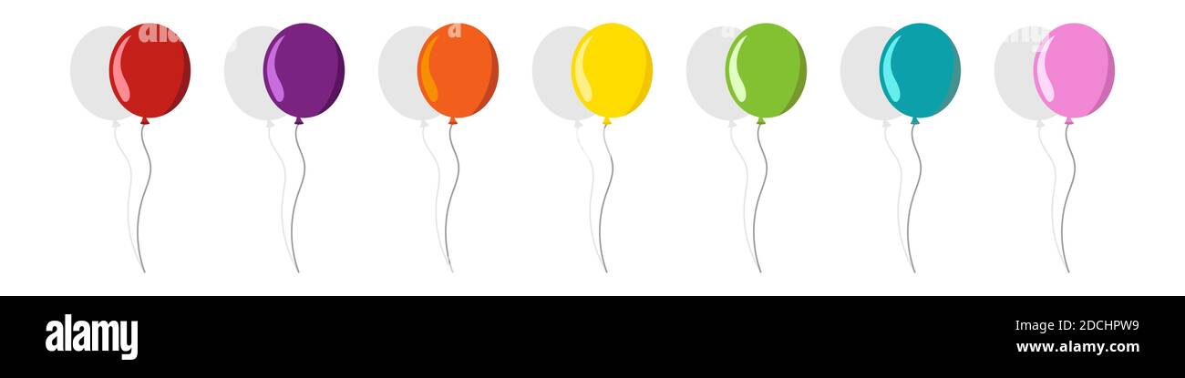 Balloon set with shadow isolated on white background. Vector ...