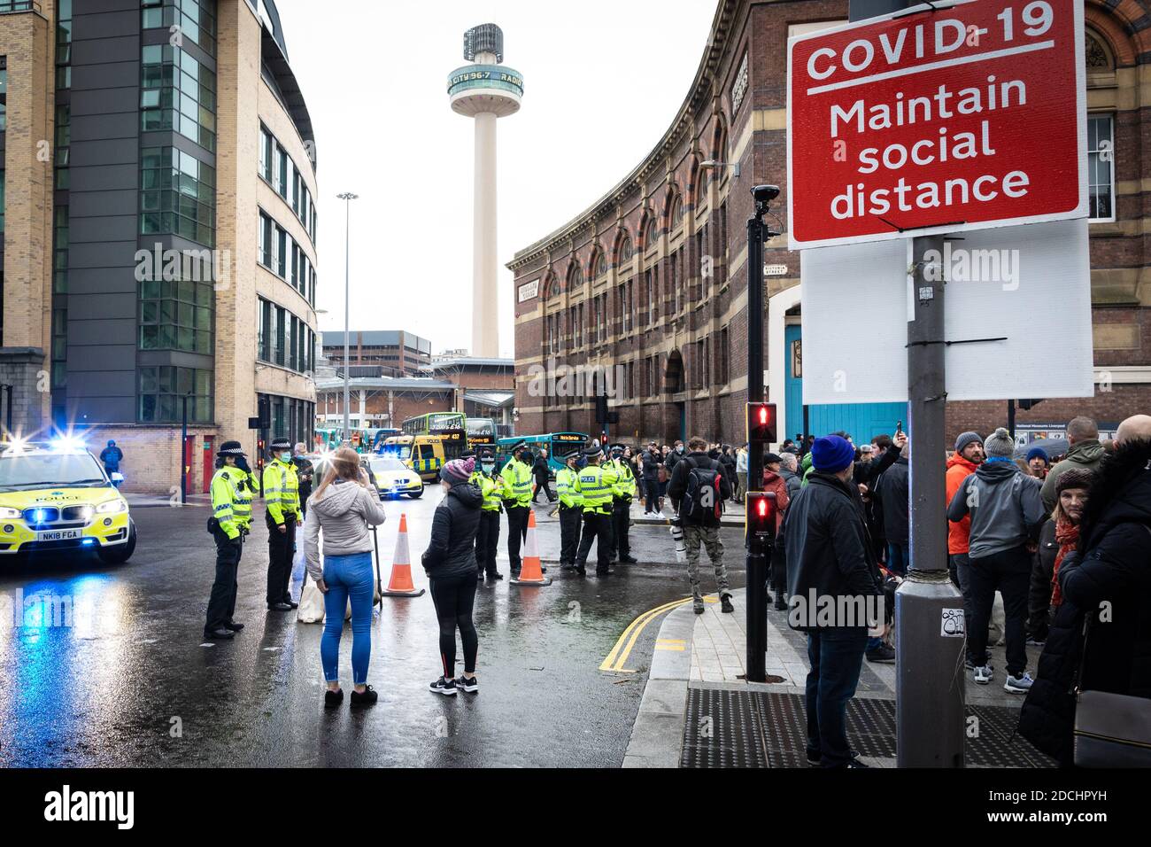 Police officers patrol the street during the demonstration.The StandUpX ...