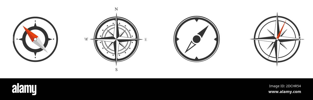 Set of black compass icons isolated on white background. Vector ...