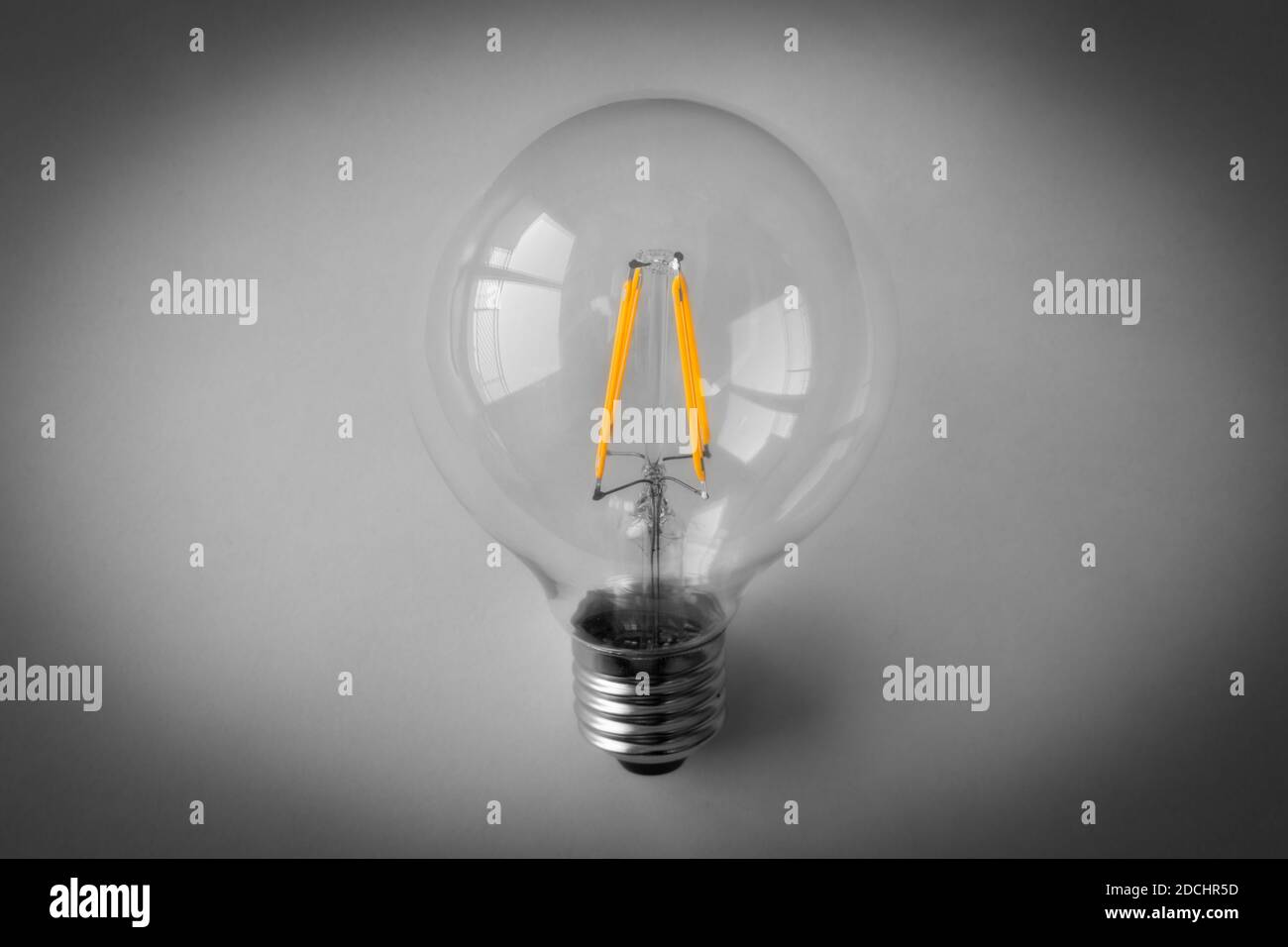 Filament light bulb isolated in white background, idea concept Stock ...