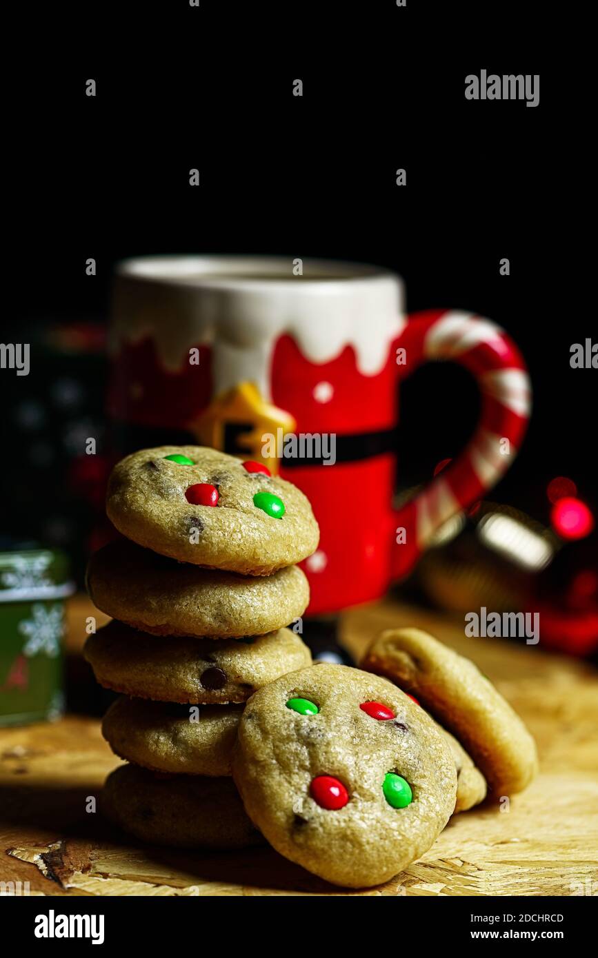A vertical shot of Christmas decorations and cookies Stock Photo - Alamy
