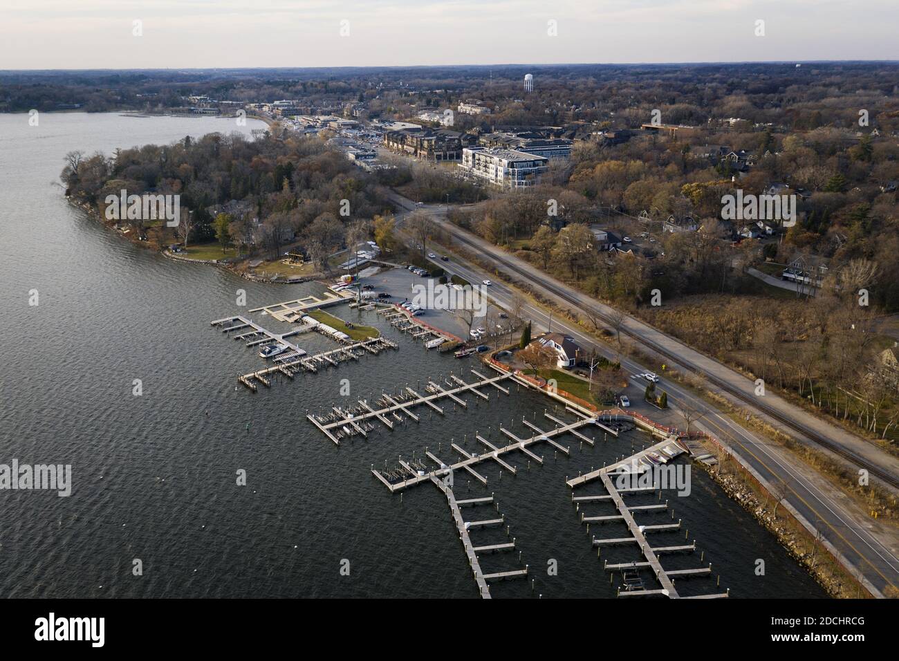 An aerial shot of a port and piers Stock Photo - Alamy